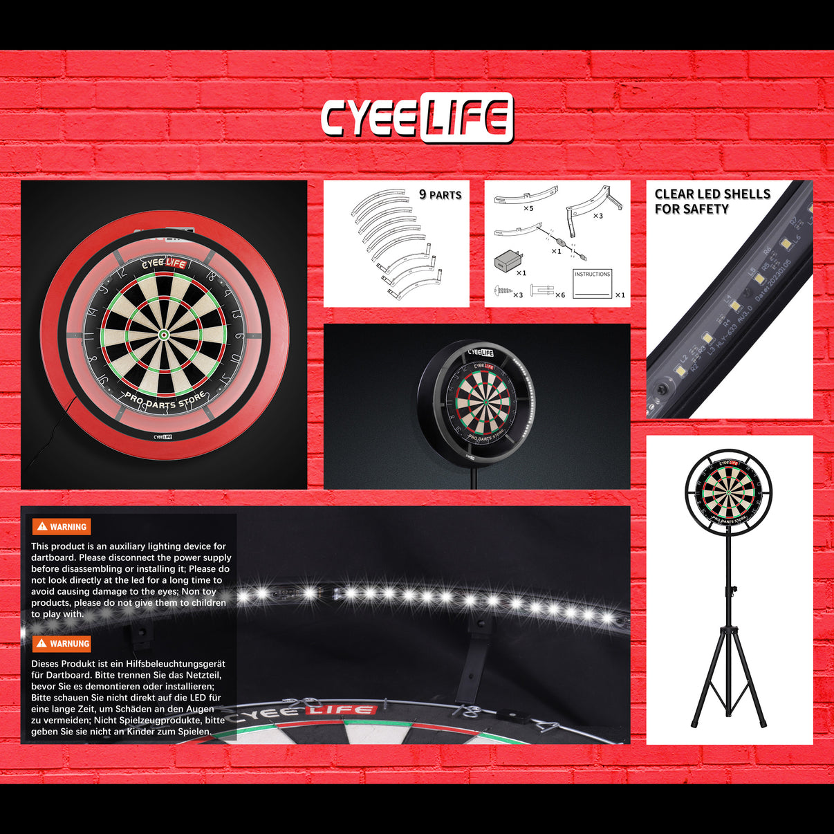 Dartboard LED Lighting System for Steel Dart board 360 degrees ...